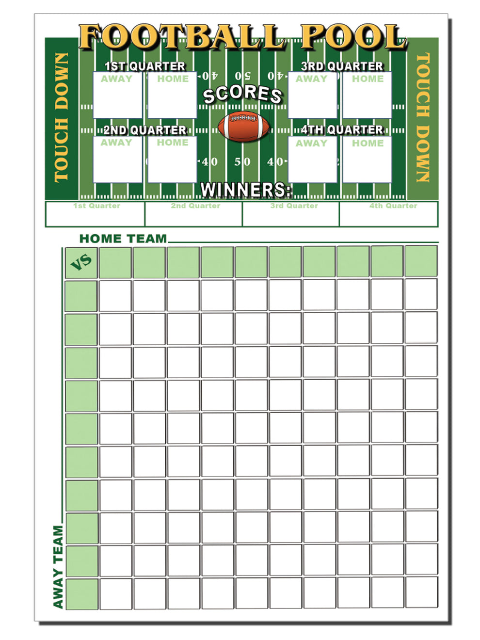 Football 100 Squares Erasable Box Block Pool for Football Parties ...