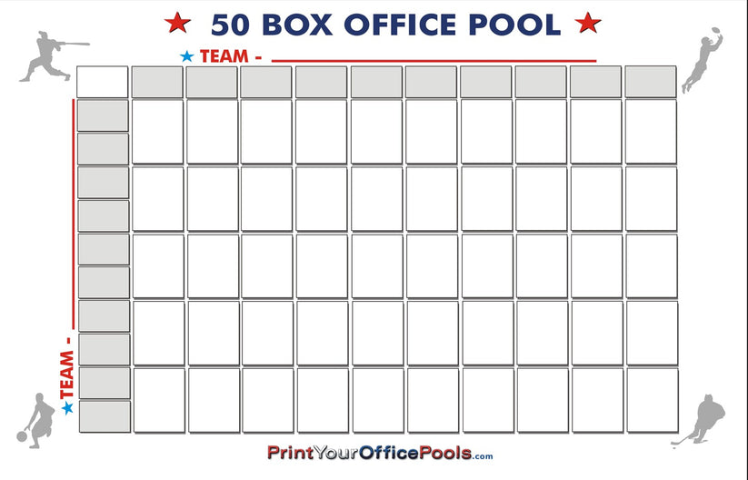 Reusable Football 50 Square Box Block Pool Poster - 22 x 34 Plus Pen ...